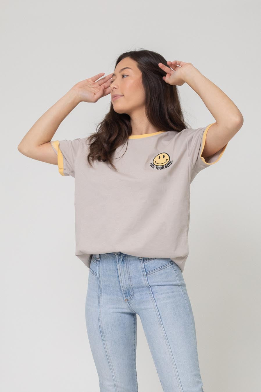 Retro Ringer Happy Tee – FEEL YOUR SOUL